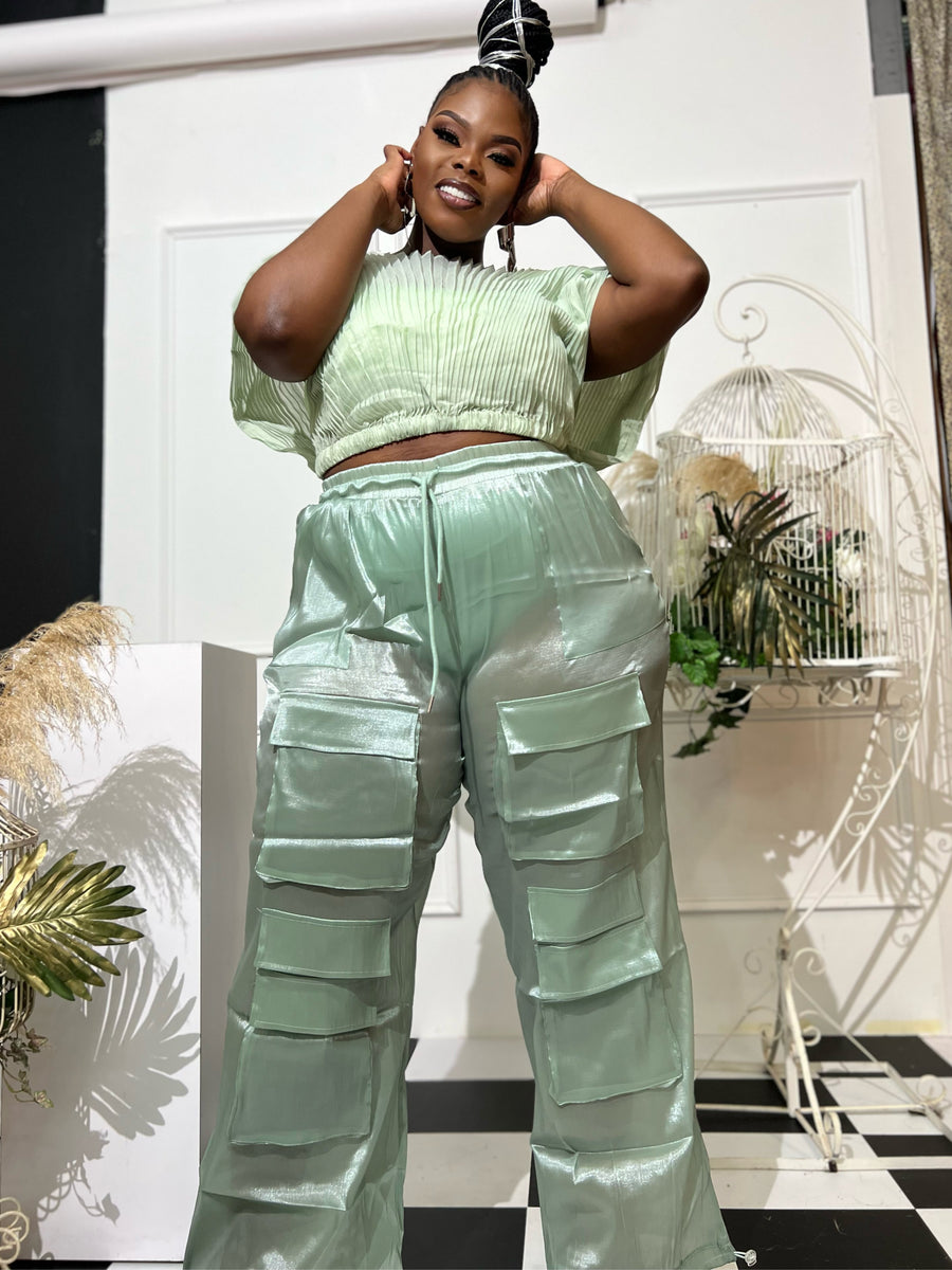 Shining Through | Sage Stretch Taffeta Cargo Pants – Curverra