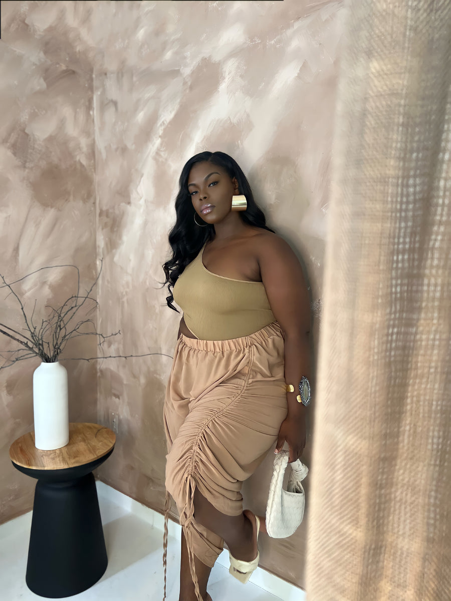 Quick Sand | Tan Mesh Drop Crotch Pants – Curverra