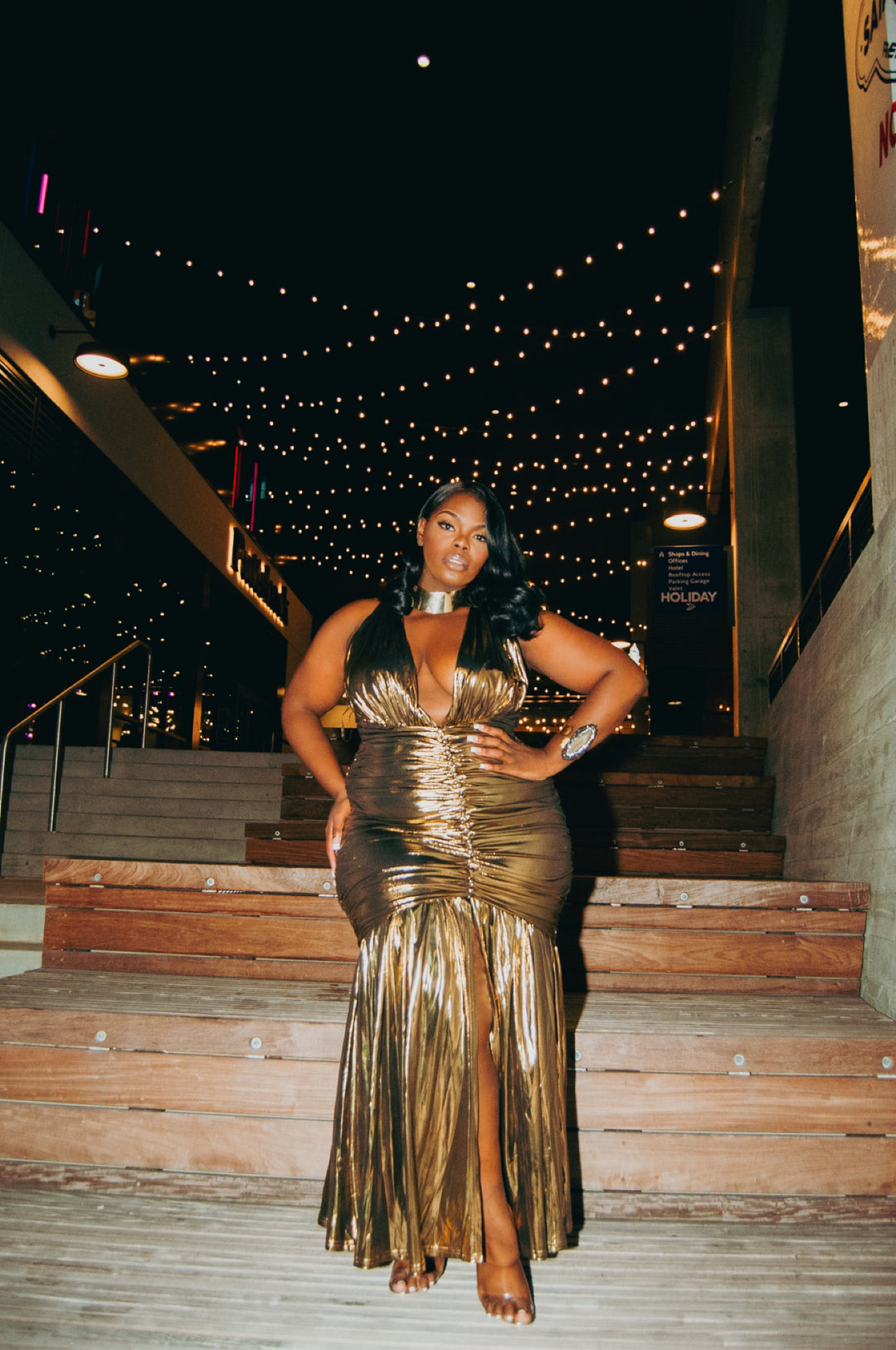 Dripped in Gold | Stretch Metallic Dress – Curverra